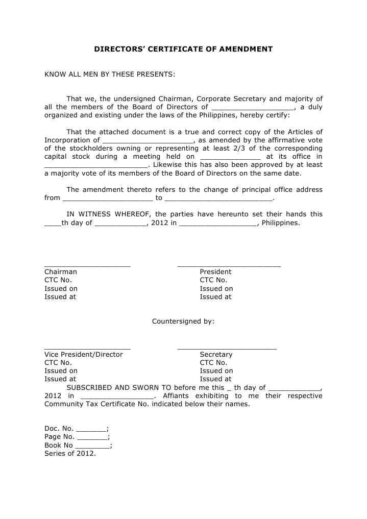 Directors Certificate | PDF