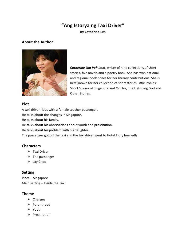 The Taxi Driver's Story by Catherine Lim | PDF