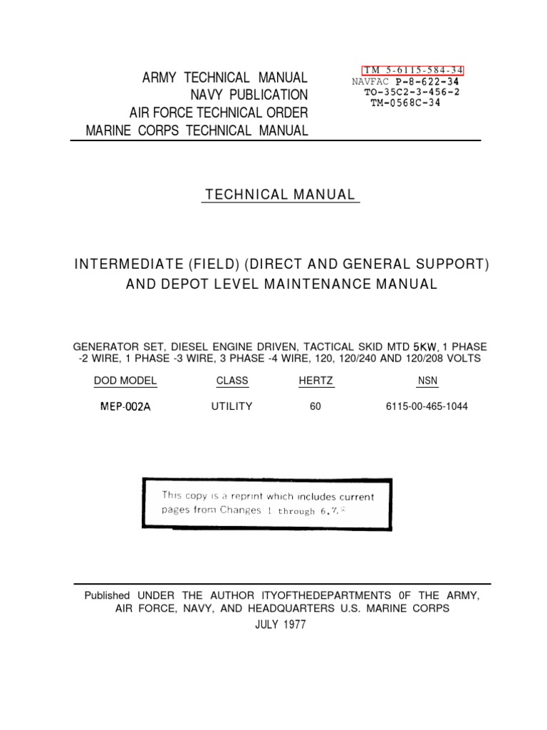 MEP 002A Intermediate and Depot Level Maintenance Manual TM 5 6115 584 ...