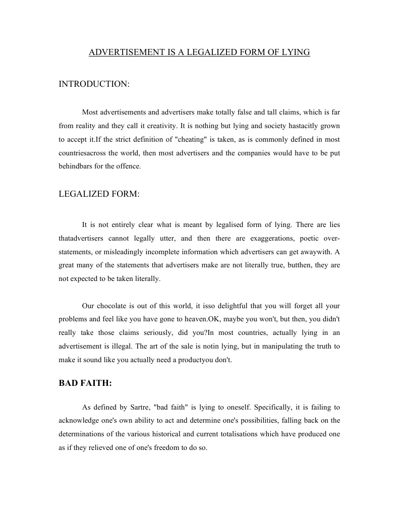 Advertisement Is A Legalized Form of Lying | PDF | Lie | Advertising