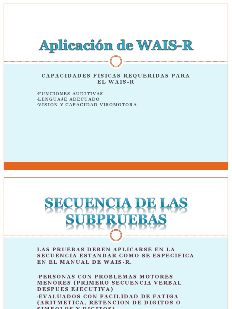 Aplicación de WAIS-R | Escala de inteligencia para adultos de Wechsler ...