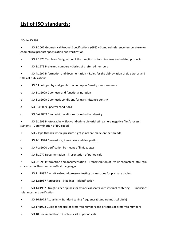 List of ISO Standards | Screw | Geographic Information System