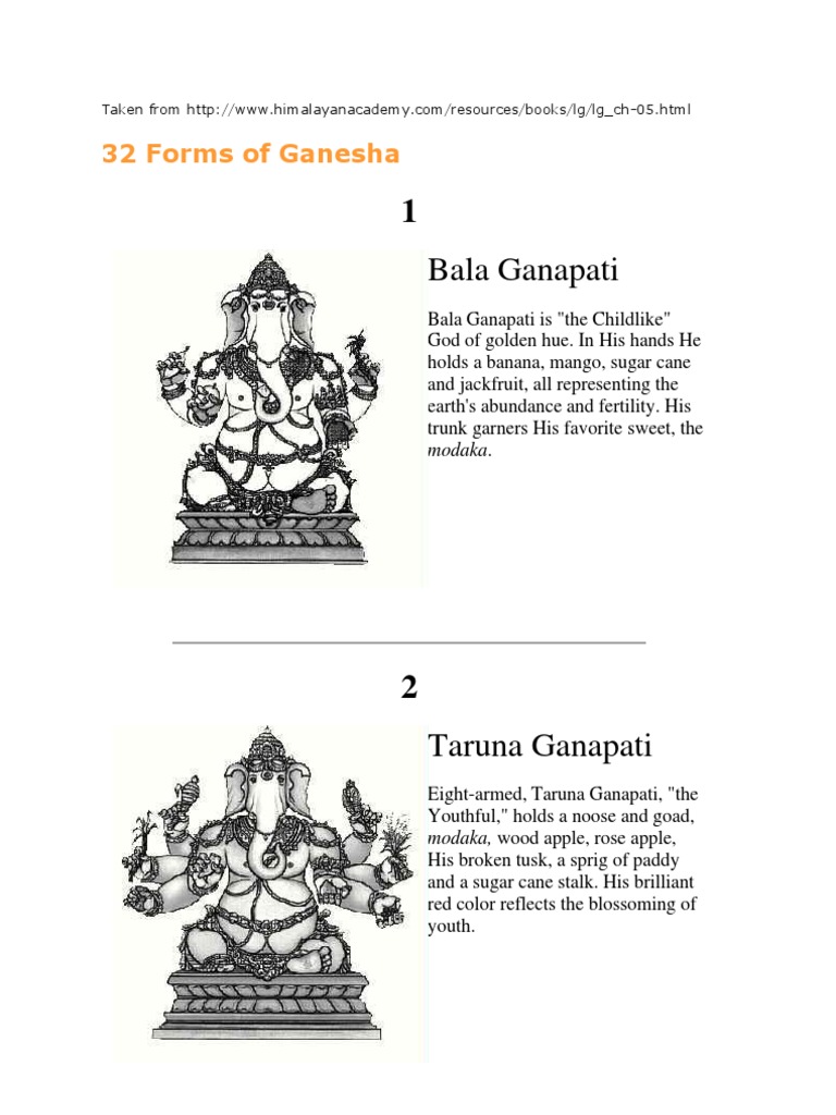 32 Forms of Ganesha | PDF | Hindu Deities | Indian Religions