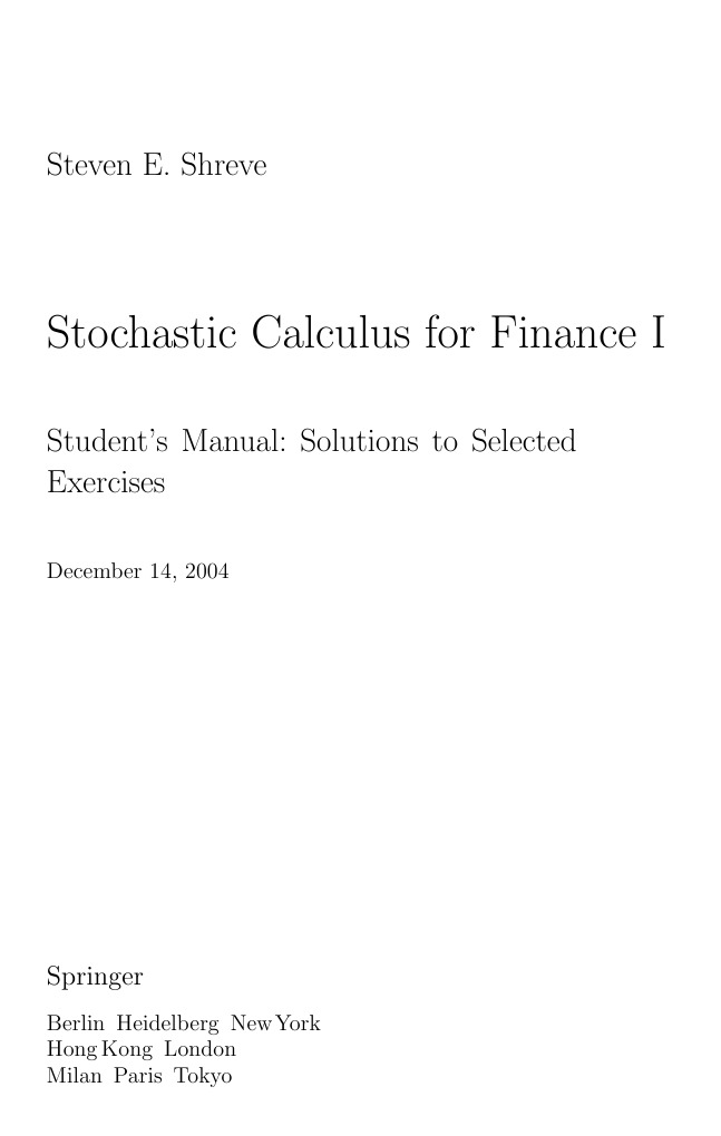 Stochastic Calculus For Finance Shreve Solutions | PDF | Moneyness ...