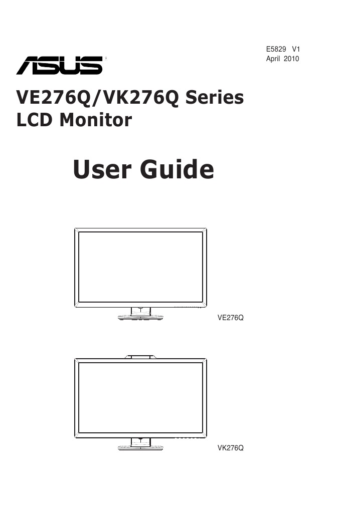 Manual Monitor User Guide For Asus VE276Q | PDF | Computer Monitor ...