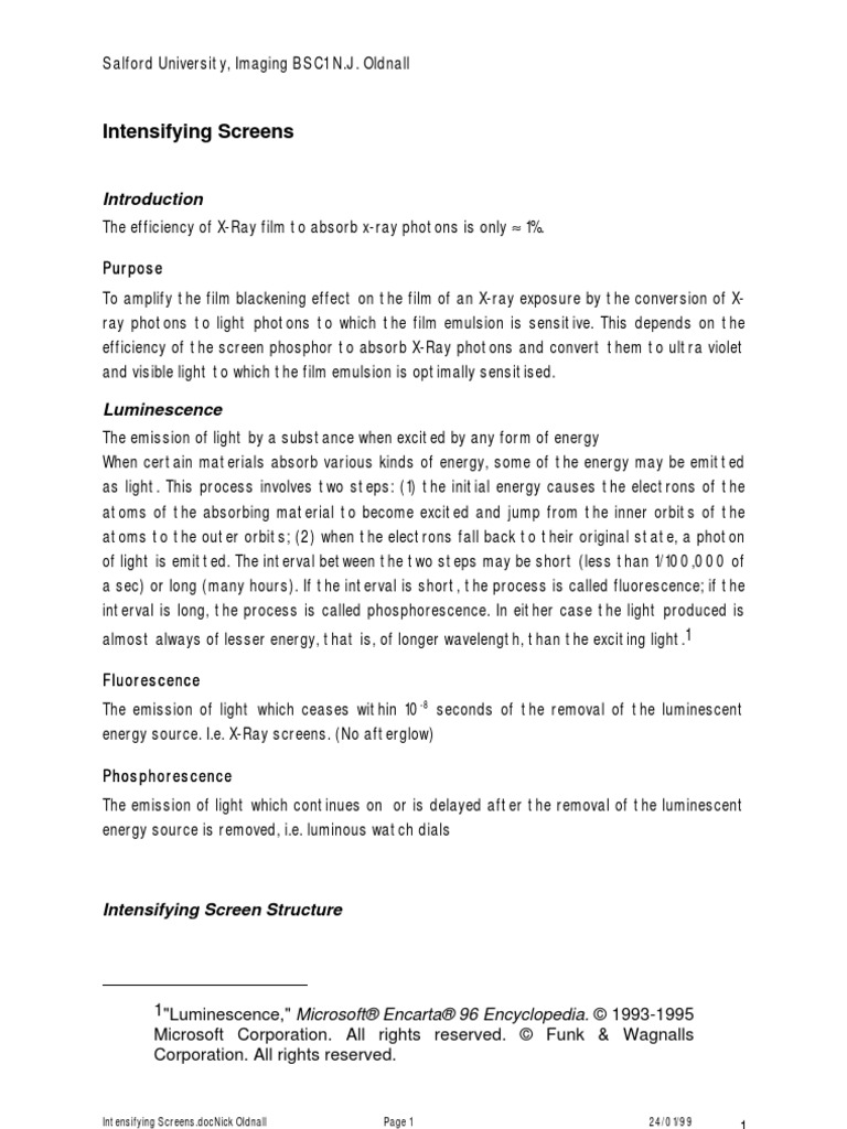 Intensifying Screen | PDF