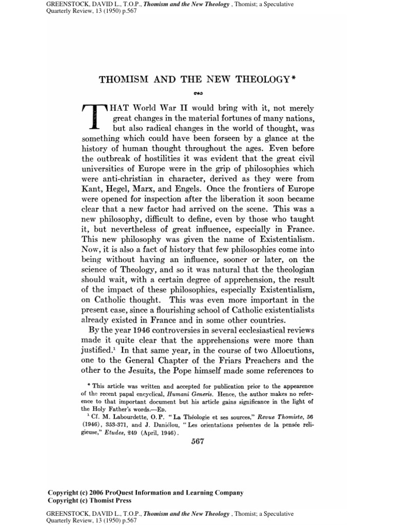 Thomism and The New Theology (Greenstock) | PDF | Thomism ...