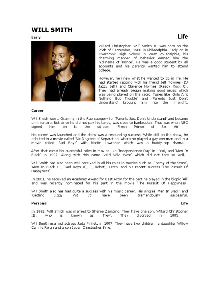 Will Smith: Early Life & Career Highlights | PDF