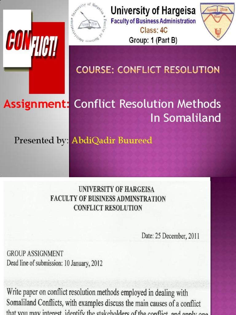 Conflict Resolution Methods in Somaliland | PDF | Conflict Resolution ...