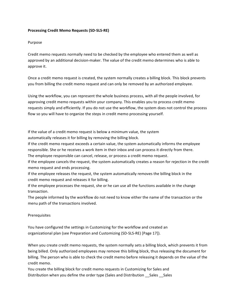 Processing Credit Memo Requests - Workflow1 | PDF | Career & Growth ...