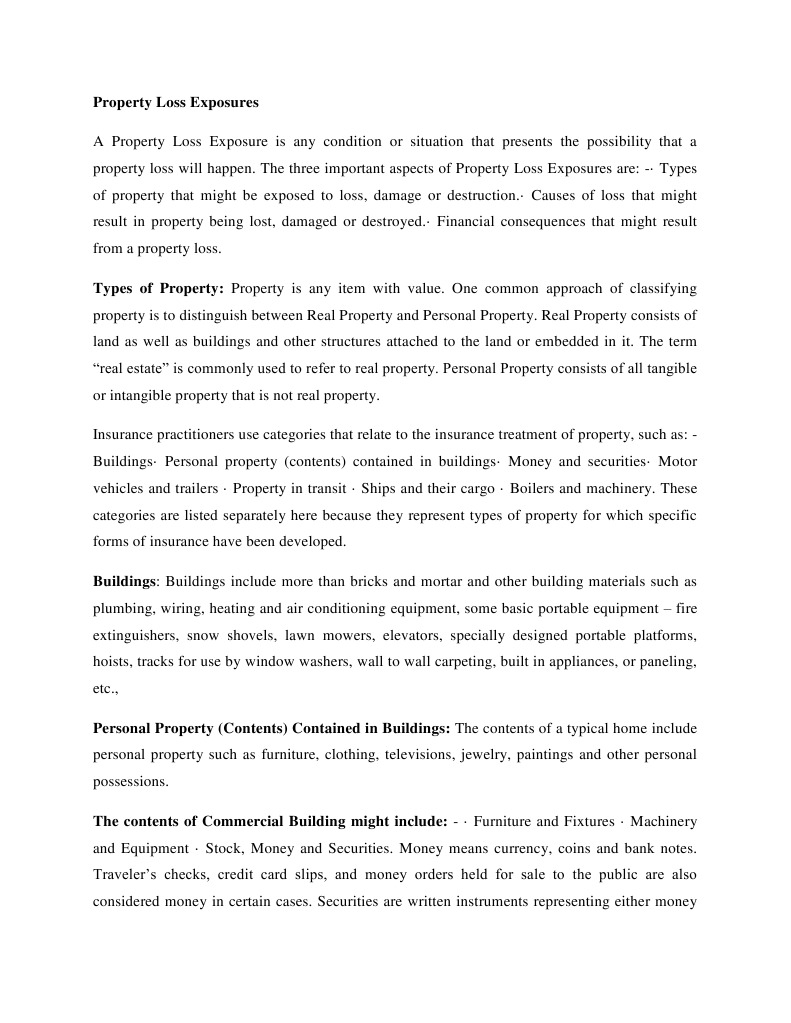 Property Loss Exposures | PDF | Property Insurance | Home Insurance