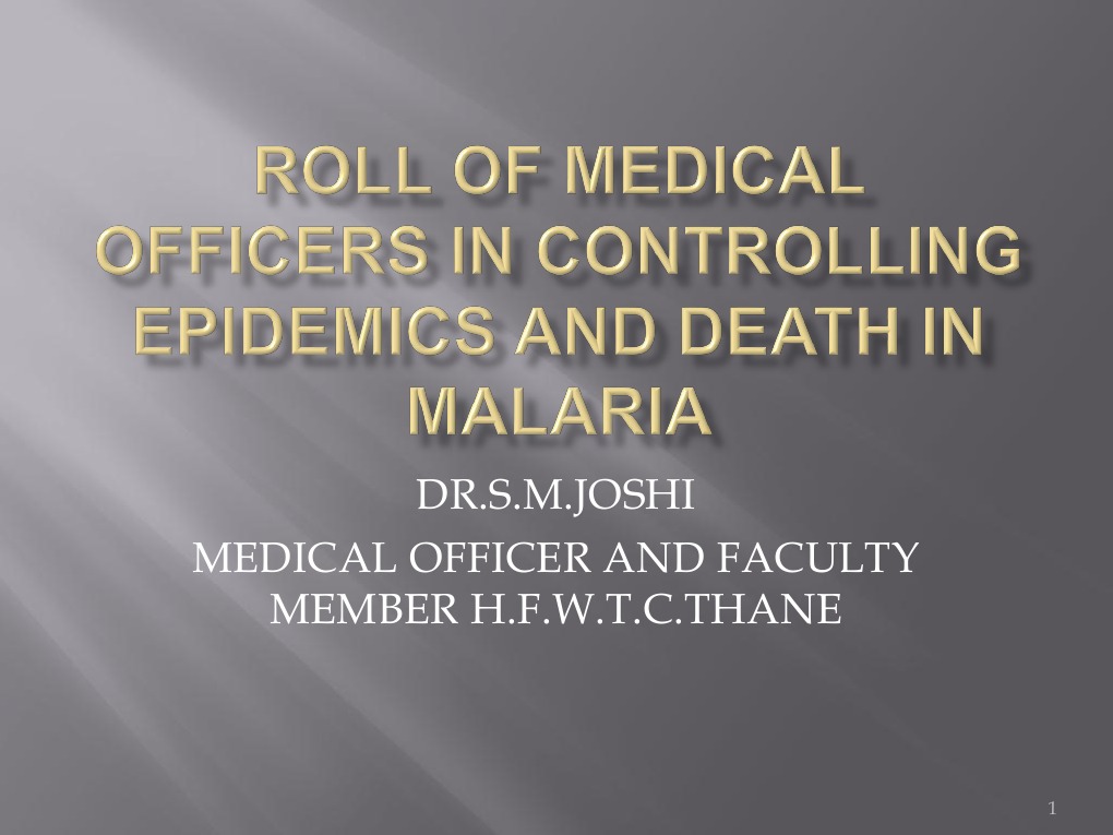 Roll of Medical Officers in Controlling Epidemics and | PDF
