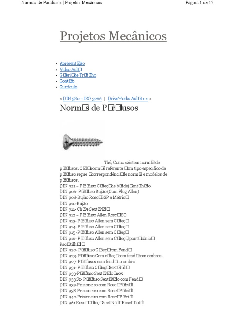 Norma Parafusos | PDF | Parafuso | Ferramentas