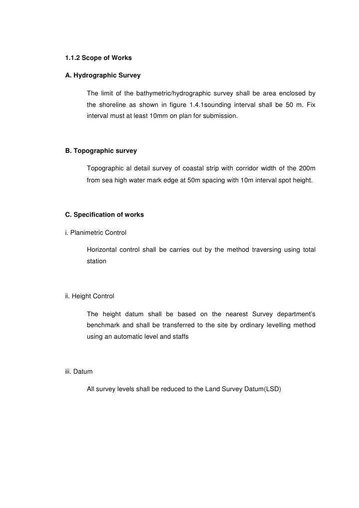 Example Scope of Works (Hydro Survey) | PDF | Surveying | Hydrography