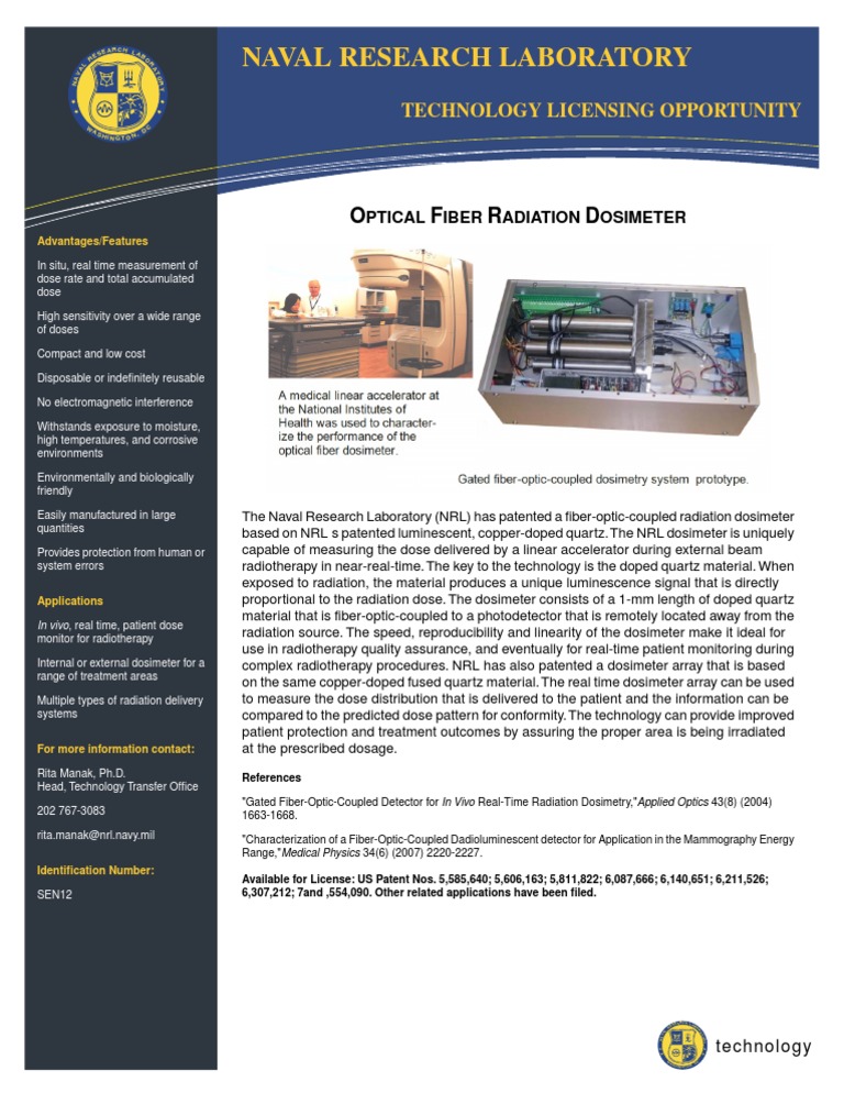 Optical Fiber Radiation Dosimeter | PDF | Radiation Therapy | United ...