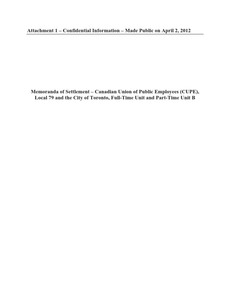 CUPE Local 79 Collective Agreement 2012 | PDF | Collective Bargaining ...