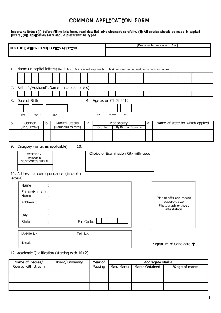Application Form Common | PDF