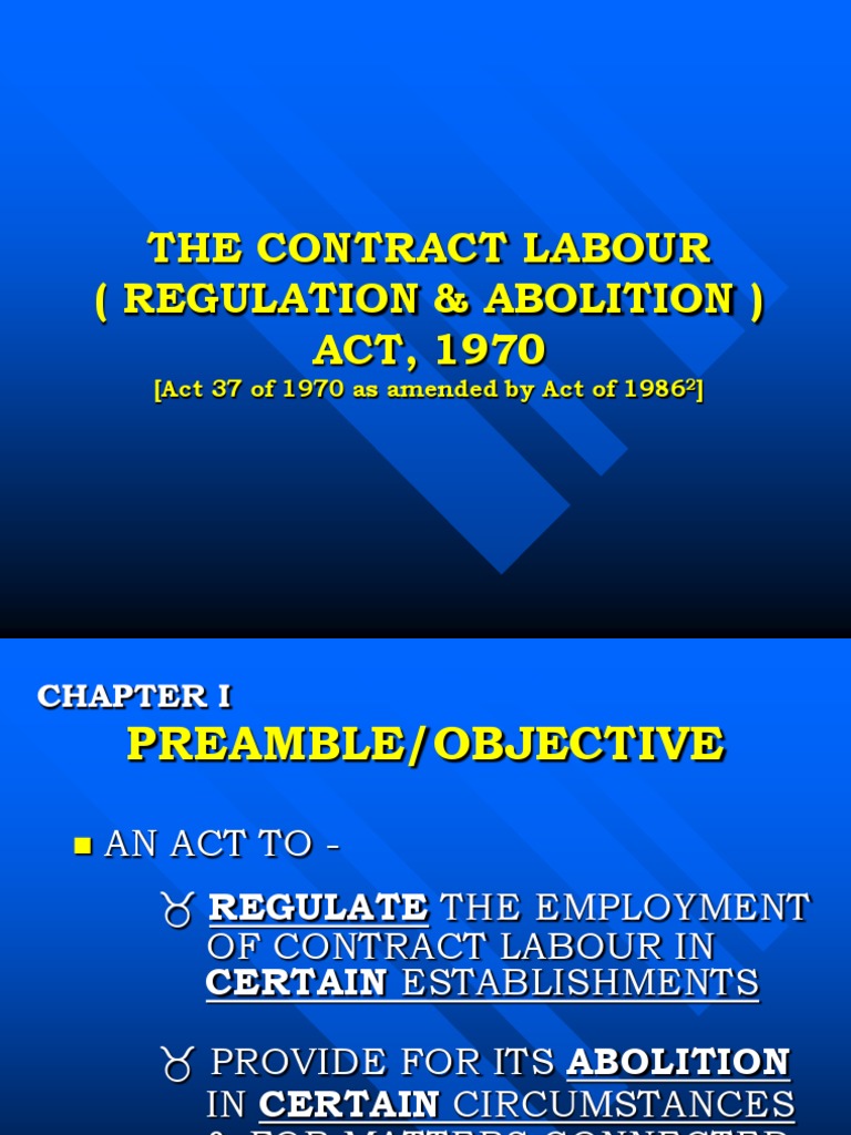 Contract Labour Act 673 | PDF | License | Employment