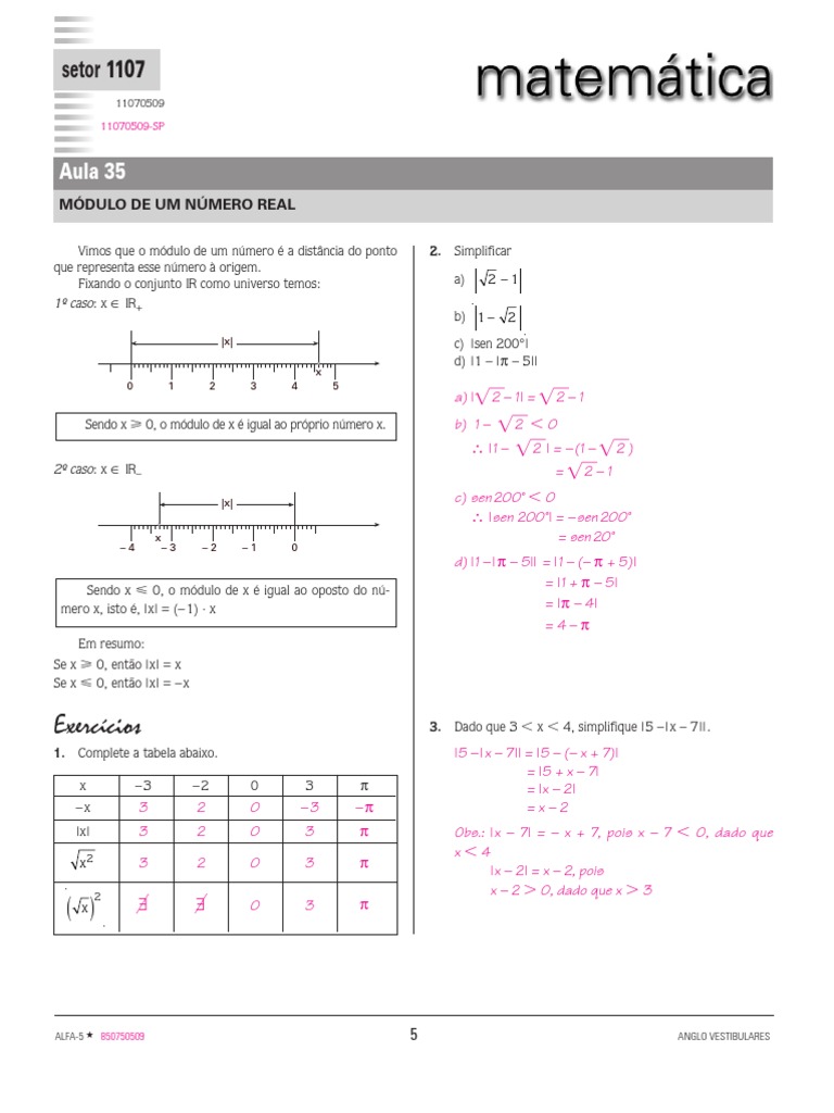 Função Modular - Exercicios | PDF | Logaritmo | Matemática discreta