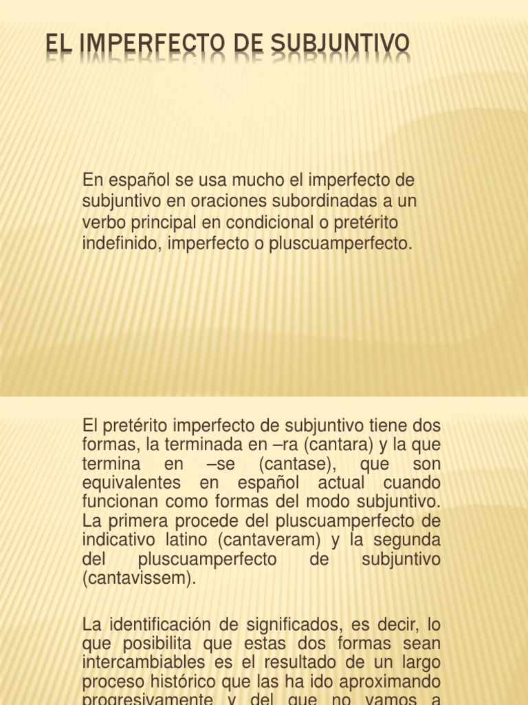 El Imperfecto de Subjuntivo | PDF | Lengua española | Verbo