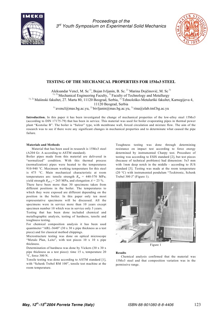 Testing of The Mechanical Properties For 15mo3 Steel | PDF | Fracture ...