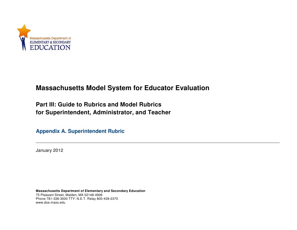 Massachusetts Model System For Educator Evaluation | PDF | Educational ...