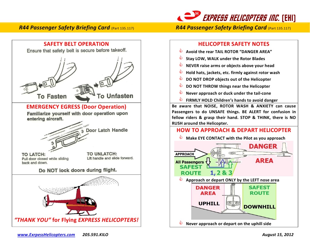 Pax Brief Card | PDF | Helicopter | Seat Belt