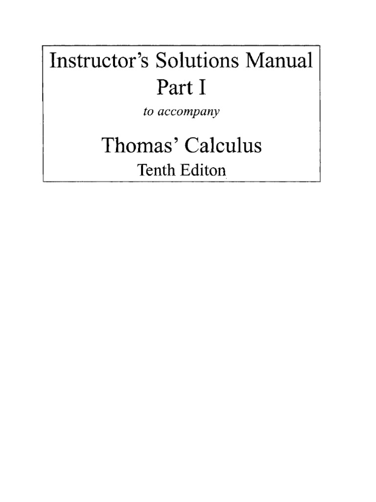 Thomas Calculus 10e Vol 1