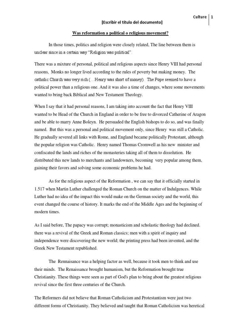 Reformation: Politics and Religion Intertwined | PDF | Protestant ...