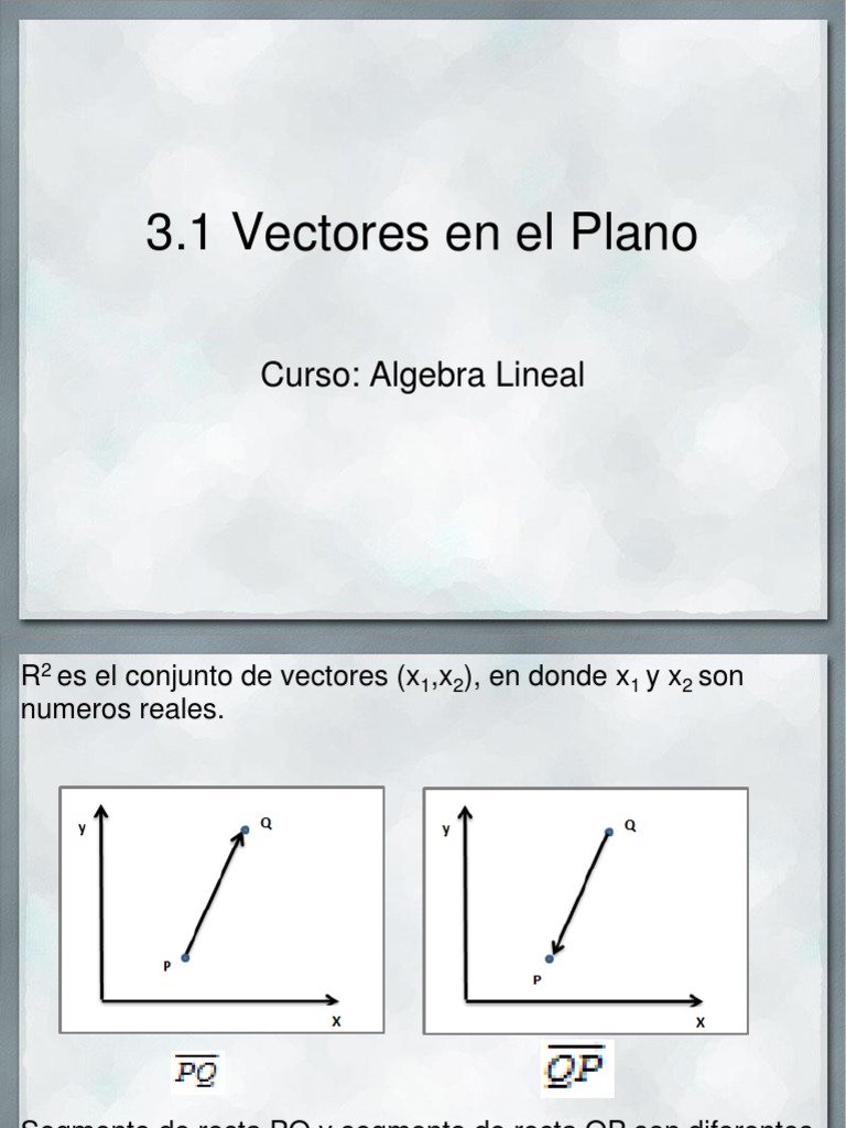 3.1 Vectores en el Plano: Curso: Algebra Lineal