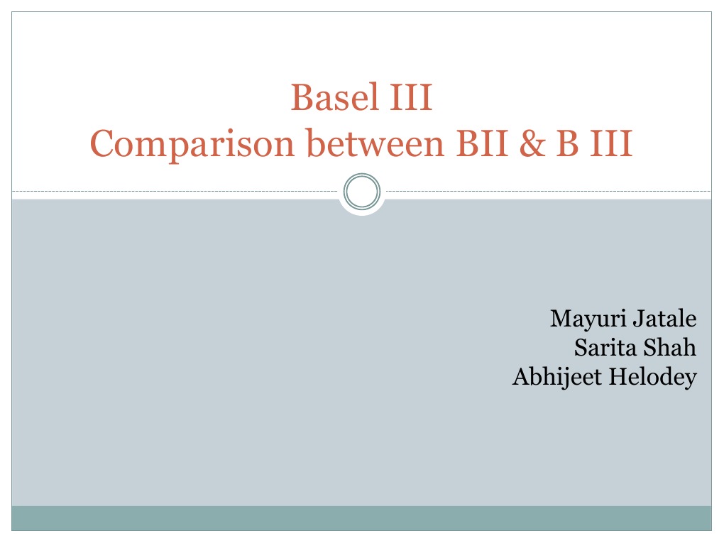 Basel III Comparison Between BII & B III: Mayuri Jatale Sarita Shah ...