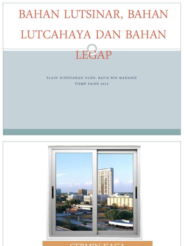 Bahan Lutsinar, Bahan Lutcahaya Dan Bahan Legap | PDF