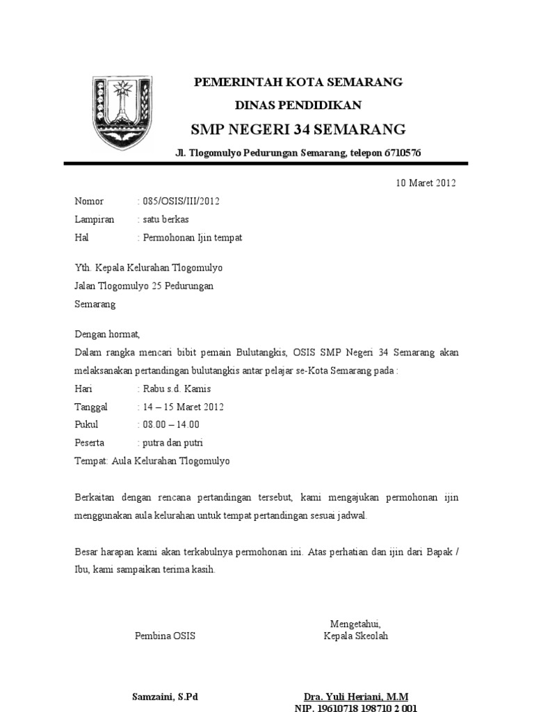 Surat Permohonan Ijin Tempat | PDF | Kesehatan Holistik