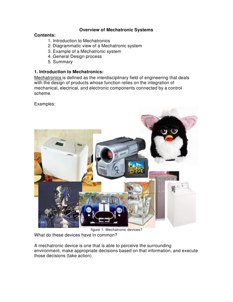 Overview of Mechatronic Systems Contents | PDF