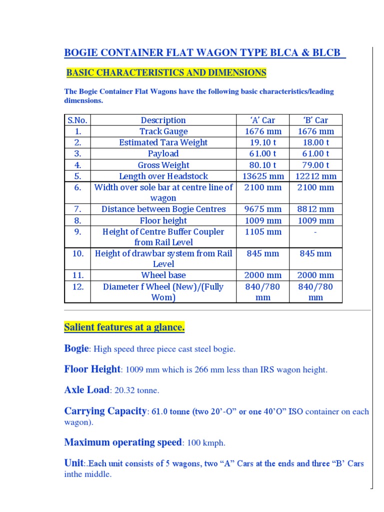 BLC & BLCA Container Wagon Specifications | PDF | Suspension (Vehicle ...