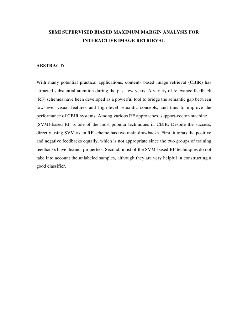Semisupervised Biased Maximum Margin Analysis For Interactive Image Retrieval | PDF | Login ...
