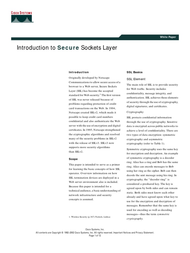 Introduction To Sockets Layer: Secure | PDF | Transport Layer Security | Public Key Cryptography