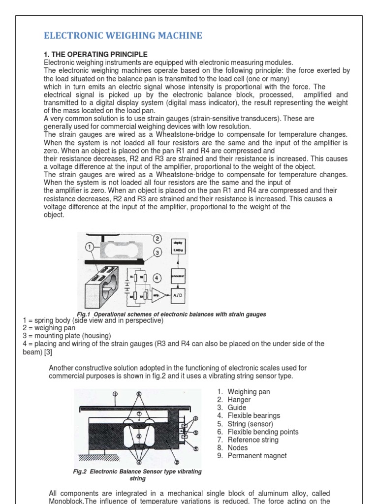 Electronic Weighing Machine: 1. The Operating Principle | PDF ...