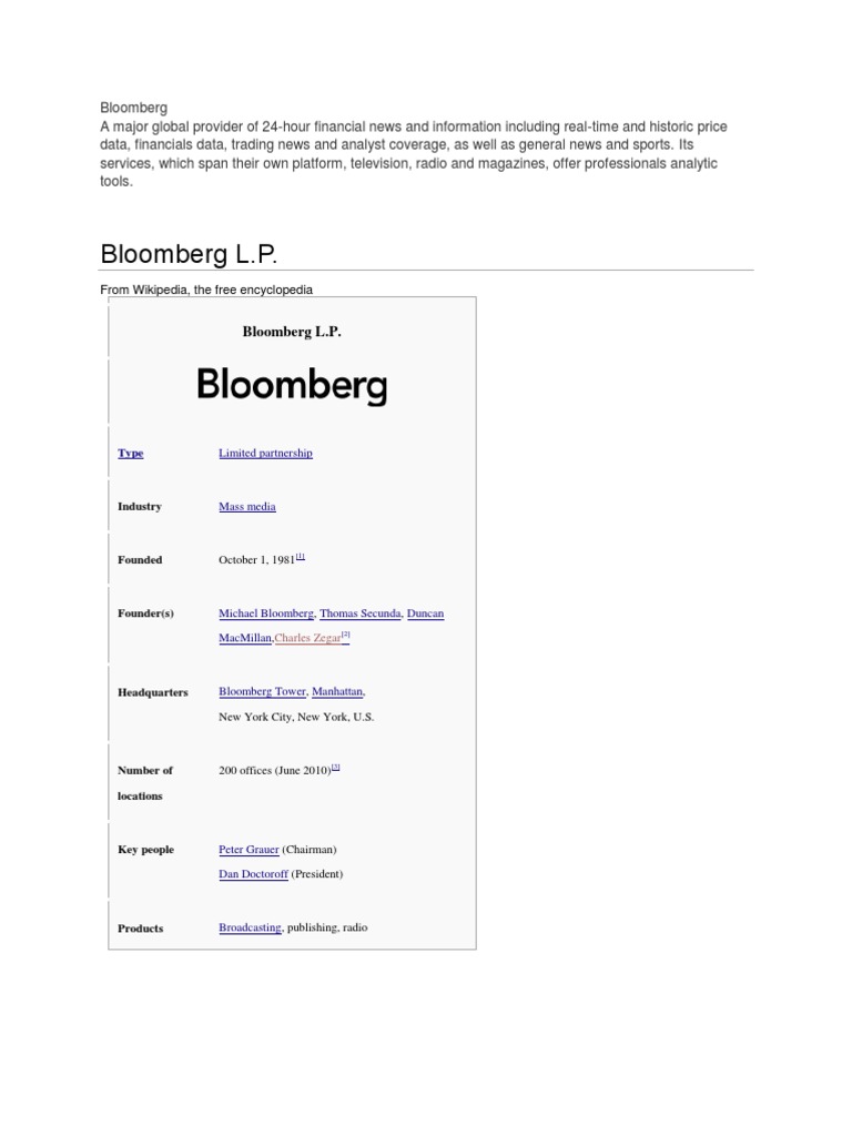Bloomberg | PDF | Bloomberg L.P. | Business