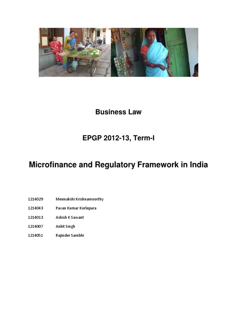 Microfinance and Regulatory Framework-Final | PDF | Microfinance | Loans