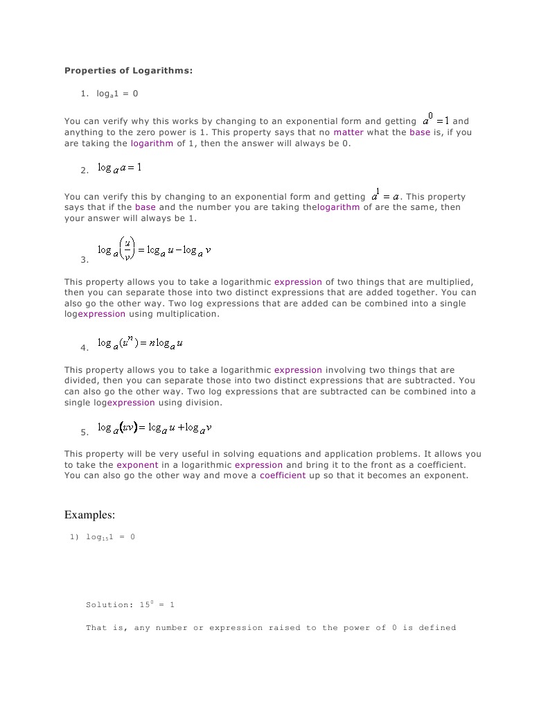 Matter Base Logarithm: Properties of Logarithms | PDF | Exponentiation | Logarithm
