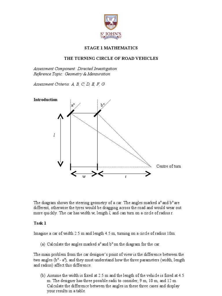 Vehicle Turning Circle Analysis | PDF | Circle | Radius