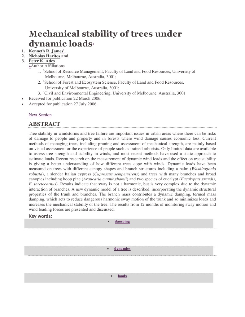 Tree Stability Under Wind Loads | PDF | Resonance | Trees