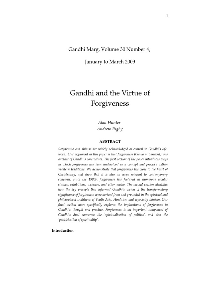 Gandhi and The Virtue of Forgiveness: Gandhi Marg, Volume 30 Number 4 ...