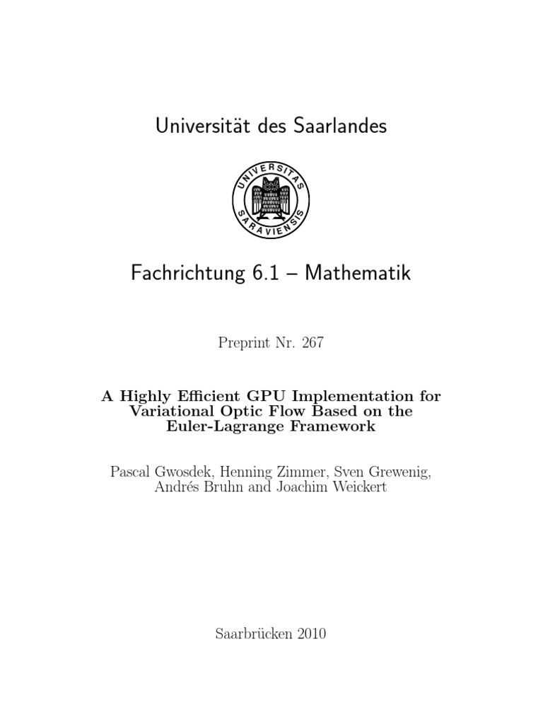 GPU-Based Variational Optic Flow Method | PDF | Texture Mapping | Cache ...