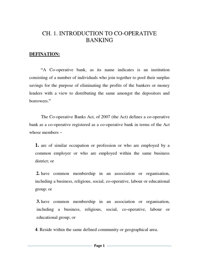Introduction to Cooperative Banking | PDF | Cooperative | Banks