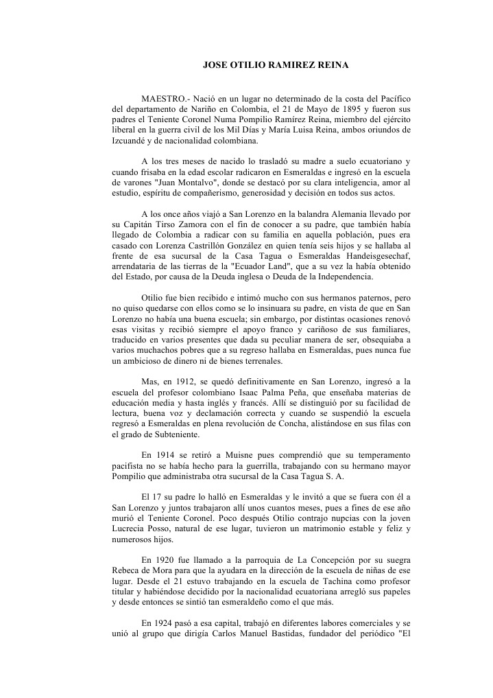 José Otilio Ramírez: Vida y Lucha Social | PDF | Colombia | Ecuador