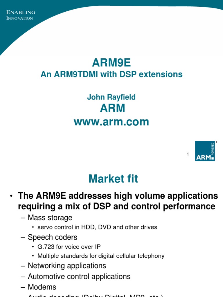 ARM9E - Rayfield - 8.16.1999 | PDF | Arm Architecture | Instruction Set