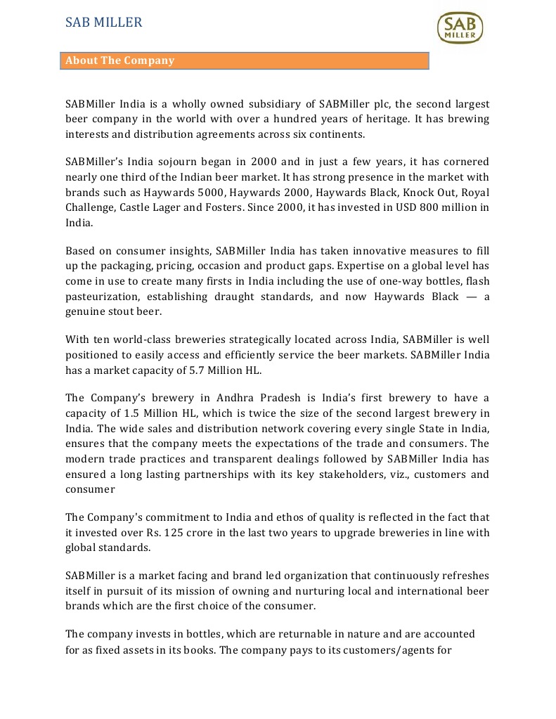 SAB Miller | PDF | Beer | Brewing