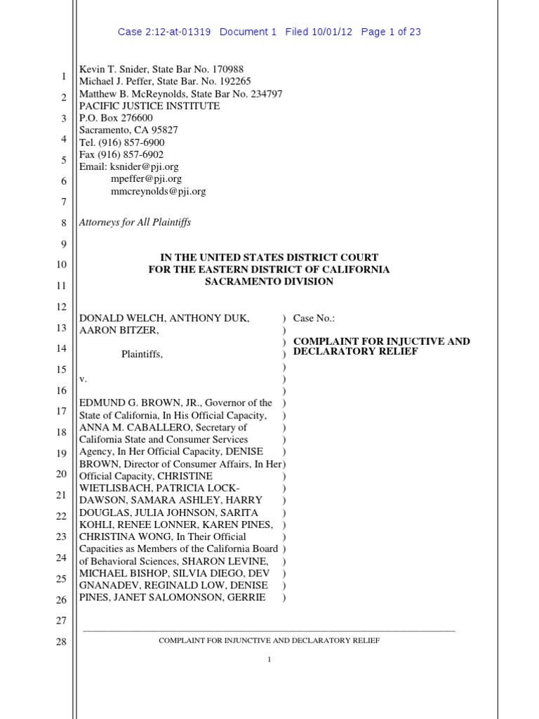 2:12-At-01319 #1 Complaint | PDF | Declaratory Judgment | Injunction